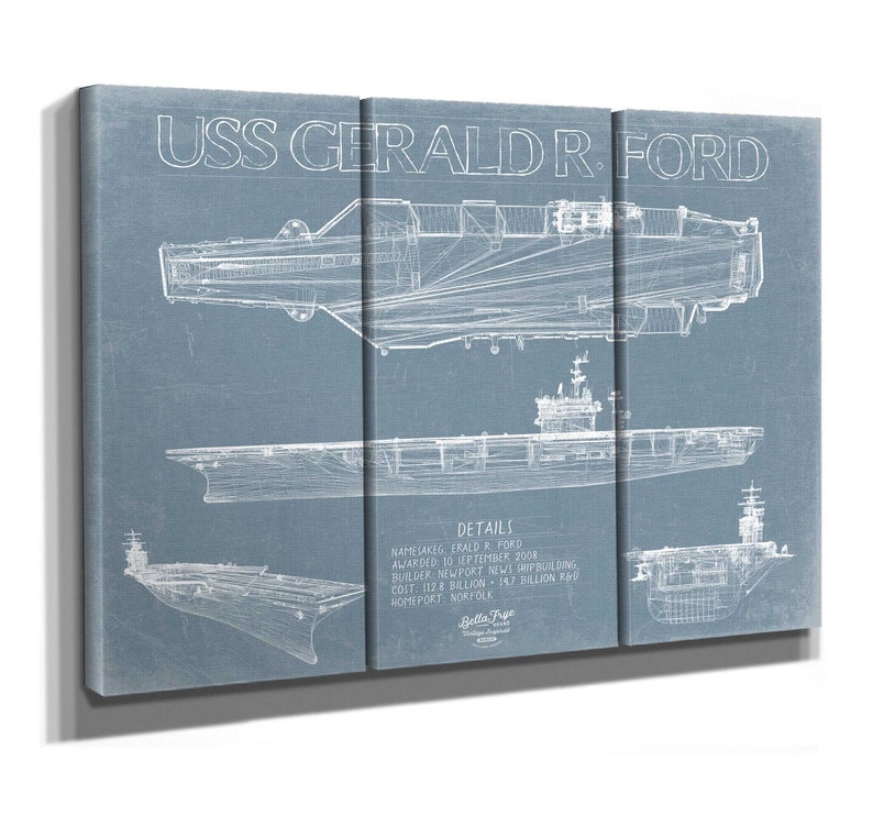 USS Gerald R. Ford Blueprint Wall Art Original Carrier Print - Etsy