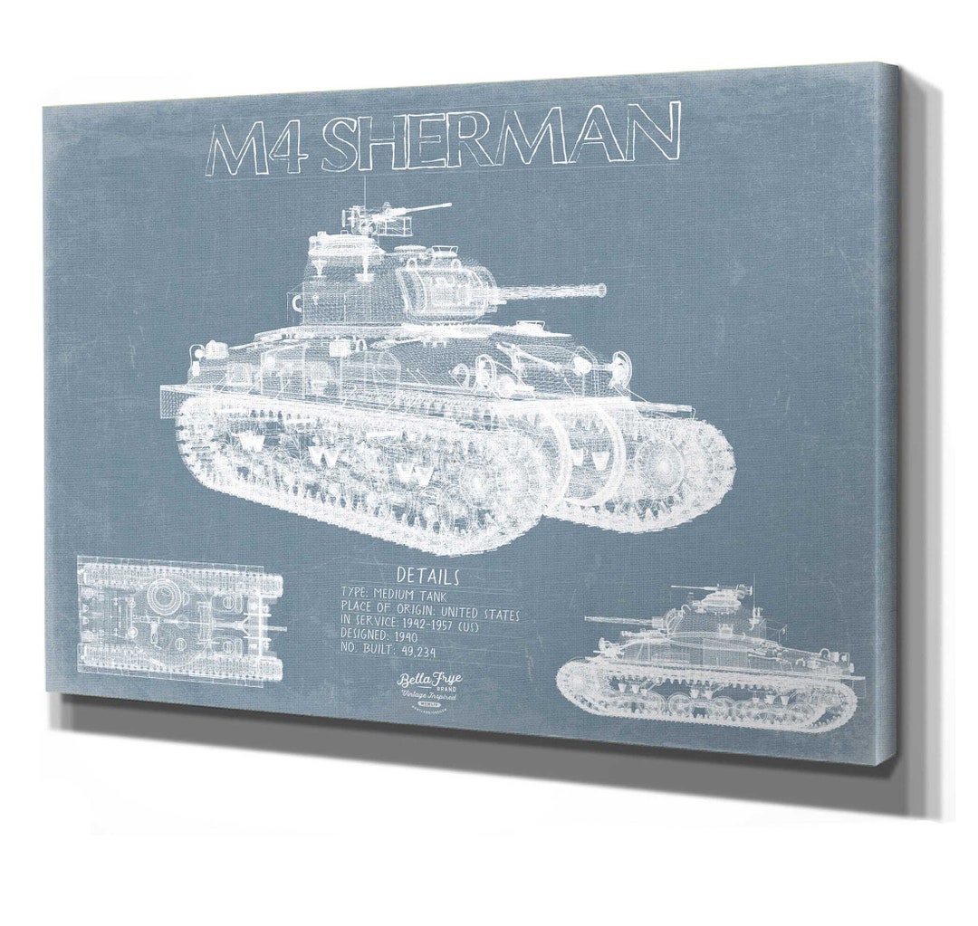 M4 Sherman Tank Blueprint Wall Art - Original Military Print - Etsy