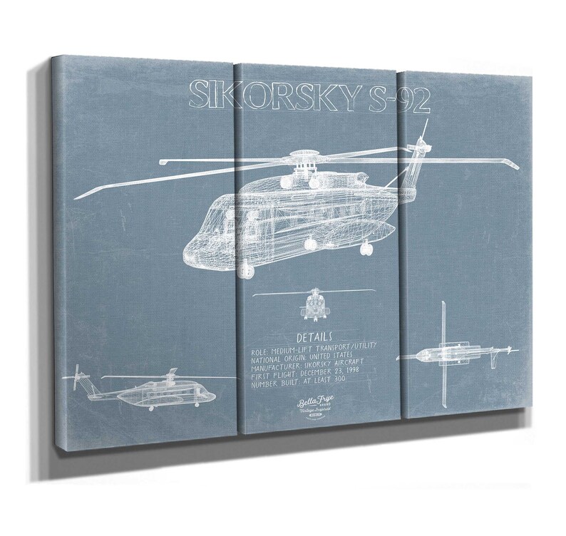 Sikorsky S-92 Helicopter Blueprint Wall Art Original - Etsy