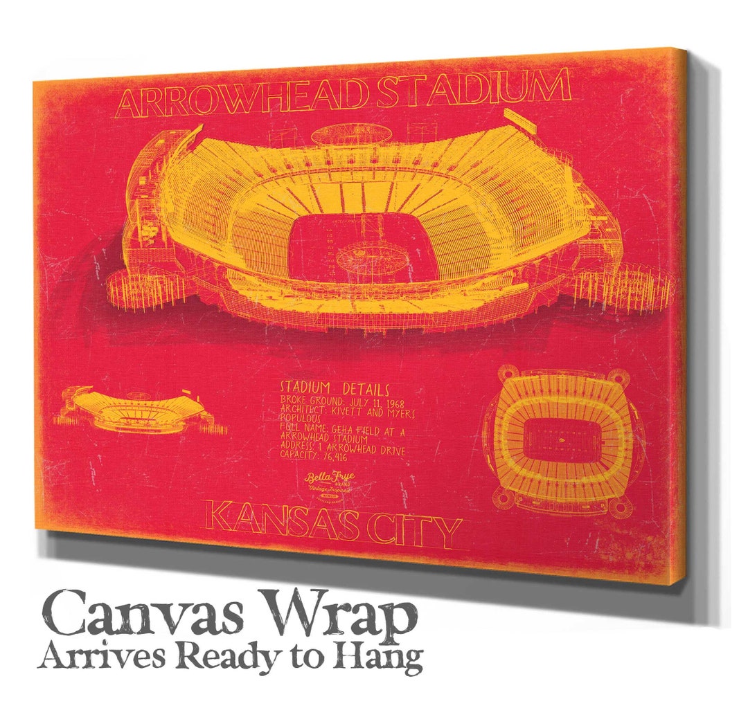 Arrowhead Stadium Wall Art - Kansas City Chiefs Blueprint Football ...