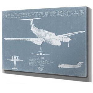 Beechcraft Super King Air 200 Aircraft Blueprint Wall Art - Original ...