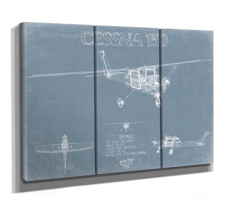 Cessna 150 Aircraft Blueprint Wall Art Original Airplane - Etsy