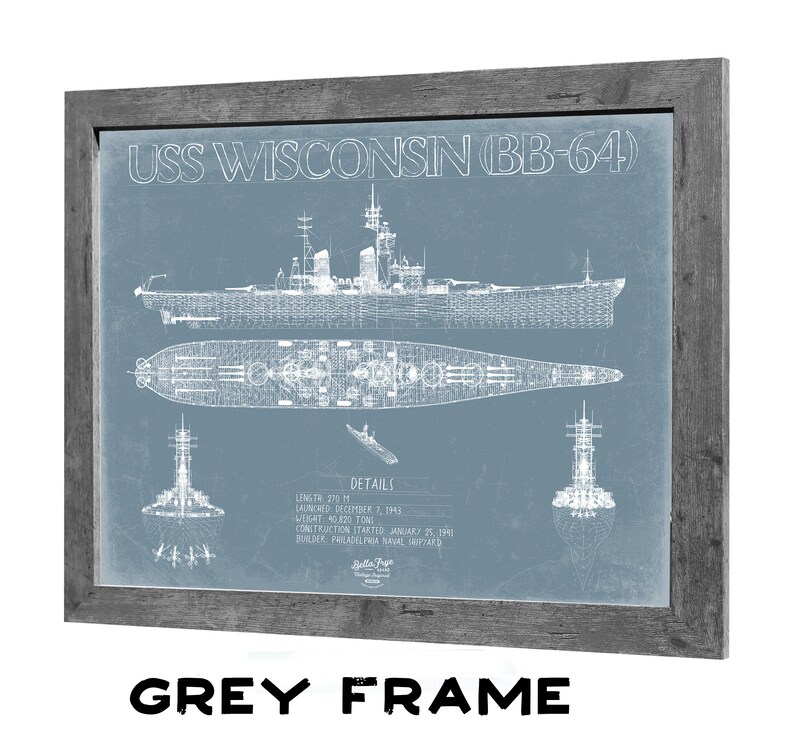 USS Wisconsin BB-64 Blueprint Wall Art Original Battleship - Etsy