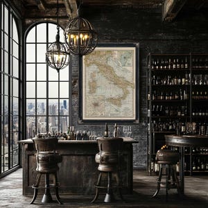 Framed Italy Vintage Map - Ornate Embellishment Frame With Print - Etsy