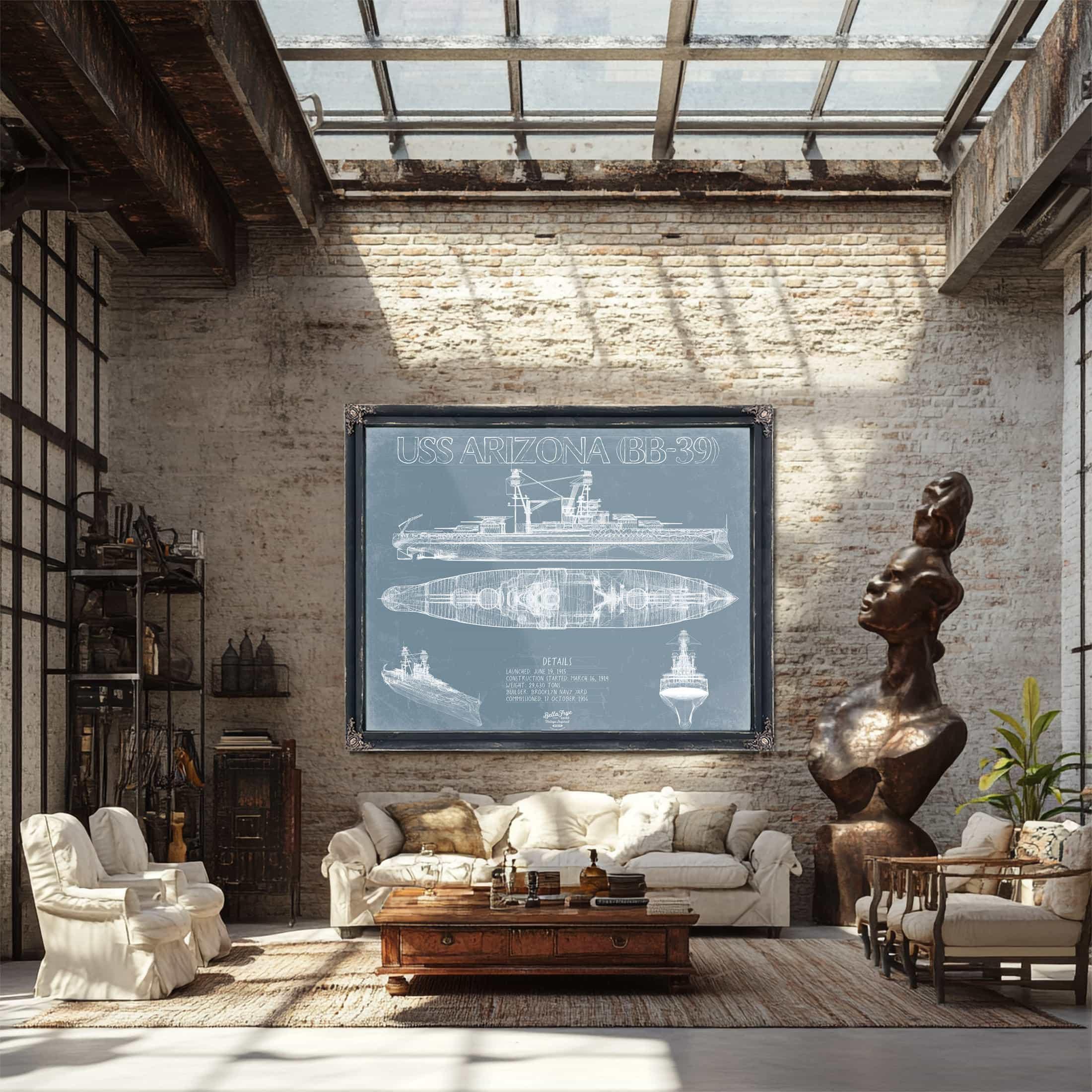 USS Arizona BB-39 - Blueprint Wall Art - Original Battleship Print - Etsy