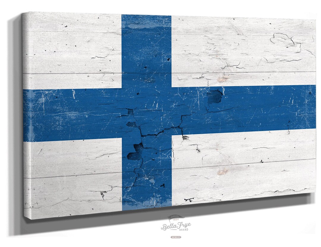 Vintage Finland Flag Canvas Art: Distressed Wood Style - Etsy