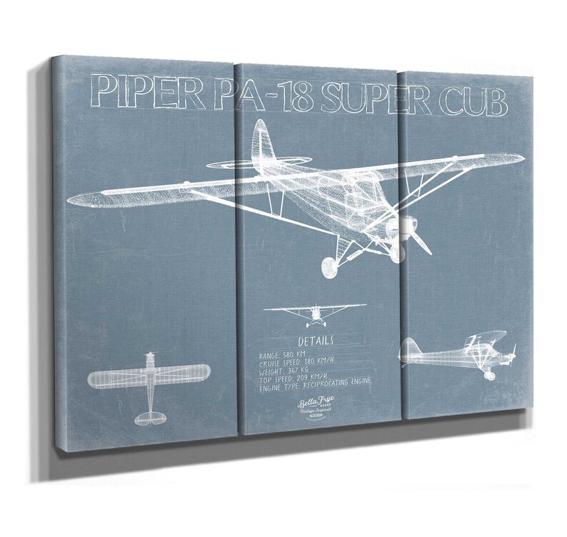 Piper PA 18 Super Cub Aircraft Blueprint Wall Art Original - Etsy