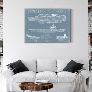 USS Gerald R. Ford Blueprint Wall Art Original Carrier Print - Etsy