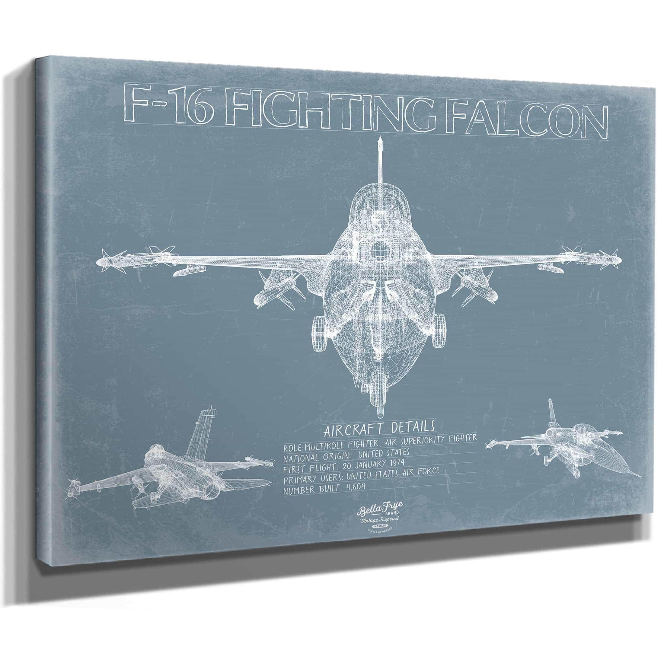 F-16 Aircraft Blueprint Wall Art - Original Fighter Plane Print - Etsy