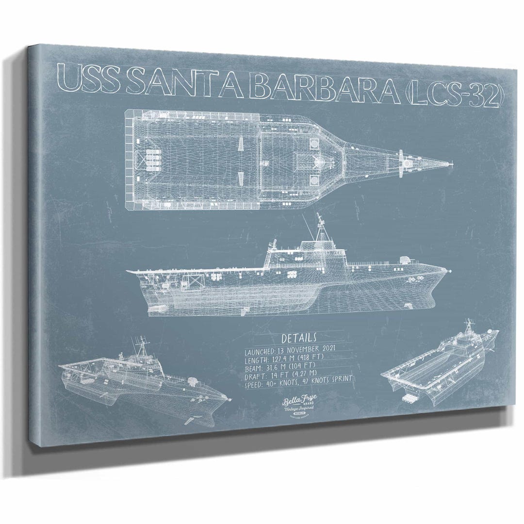 USS Santa Barbara (LCS-32) Blueprint Wall Art - Original Littoral ...