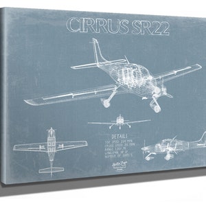 Cirrus SR22 Aircraft Blueprint Wall Art - Original Airplane Print - Etsy