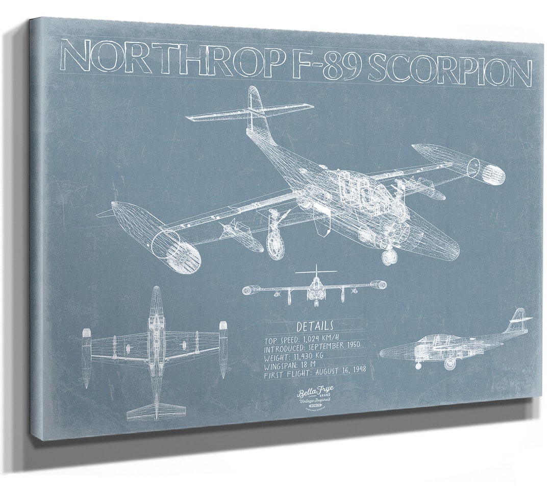 Northrop F-89 Scorpion Aircraft Blueprint Wall Art - Original Fighter ...