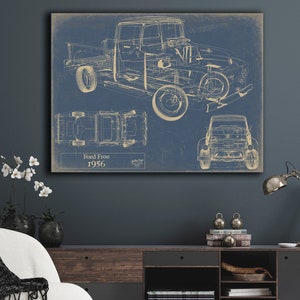 1956 Ford F100 Truck Model Mancave Blueprint Art - Etsy