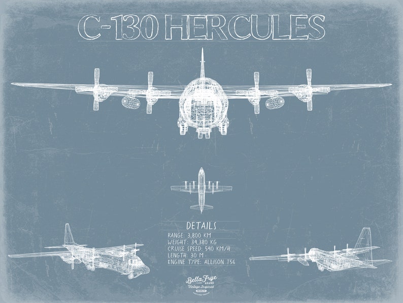 Lockheed C-130 Hercules Blueprint Wall Art Original Aviation - Etsy