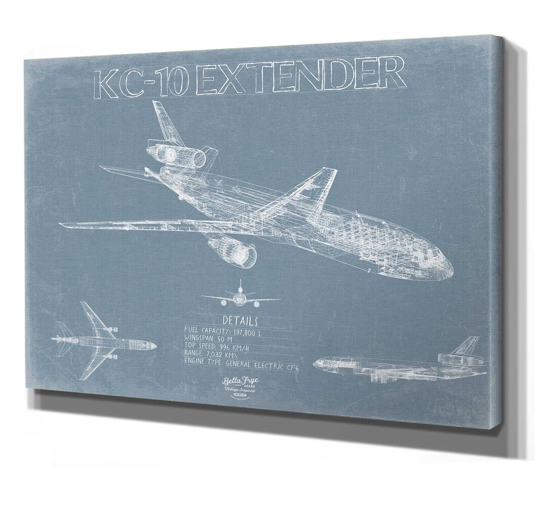 Mcdonnell Douglas KC-10 Extender Aircraft Blueprint Wall Art - Original ...