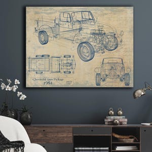 Vintage 1954 Chevrolet 3100 Pickup Model Mancave Blueprint Art - Etsy