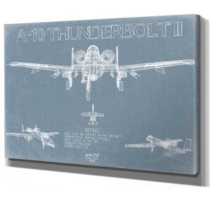 A-10 Thunderbolt II Aircraft Blueprint Wall Art - Original Aviation ...