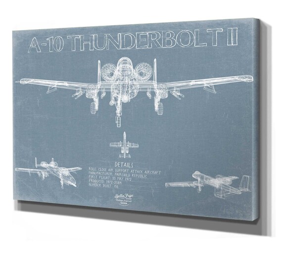 A-10 Thunderbolt II Aircraft Blueprint Wall Art Original - Etsy