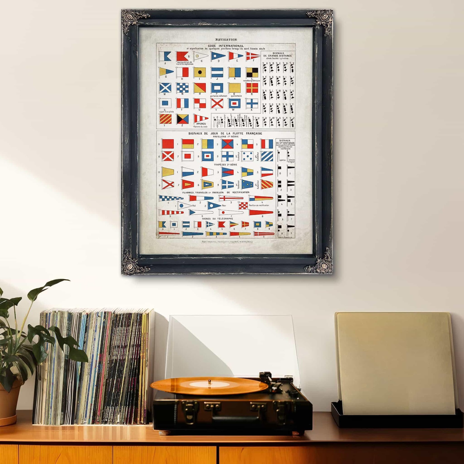 Framed Nautical Flags Wall Art - Vintage Maritime Flag, Gift for Sailor ...