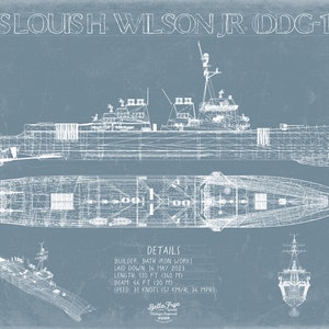 USS Louis H. Wilson Jr. (DDG-126) Blueprint Wall Art - Original Guided ...