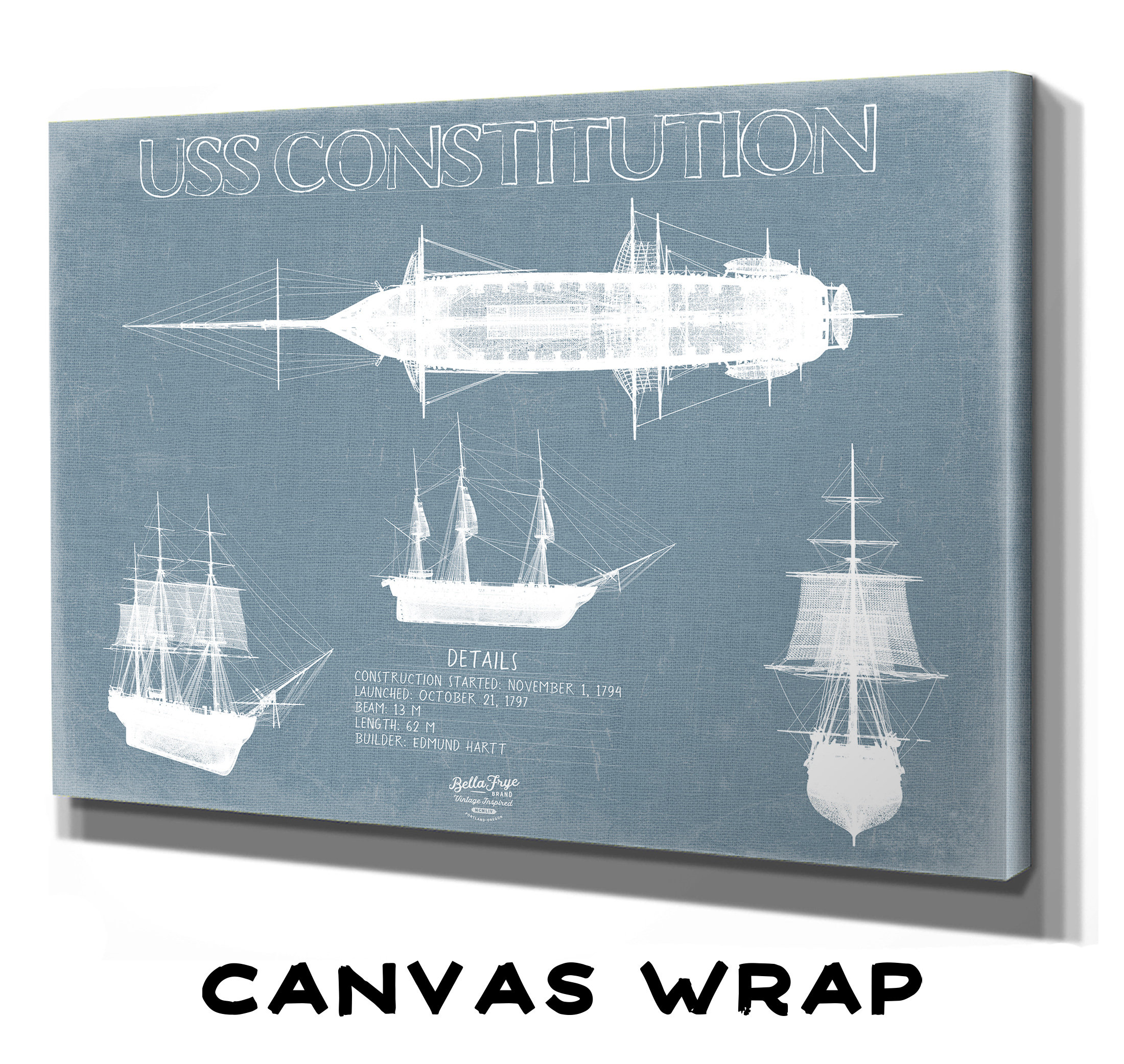 Vector Illustration Of Uss Constitution Vintage Engraved
