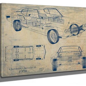 Vintage 1970 Chevrolet Chevelle SS Car Model Print, Gifts for Him ...