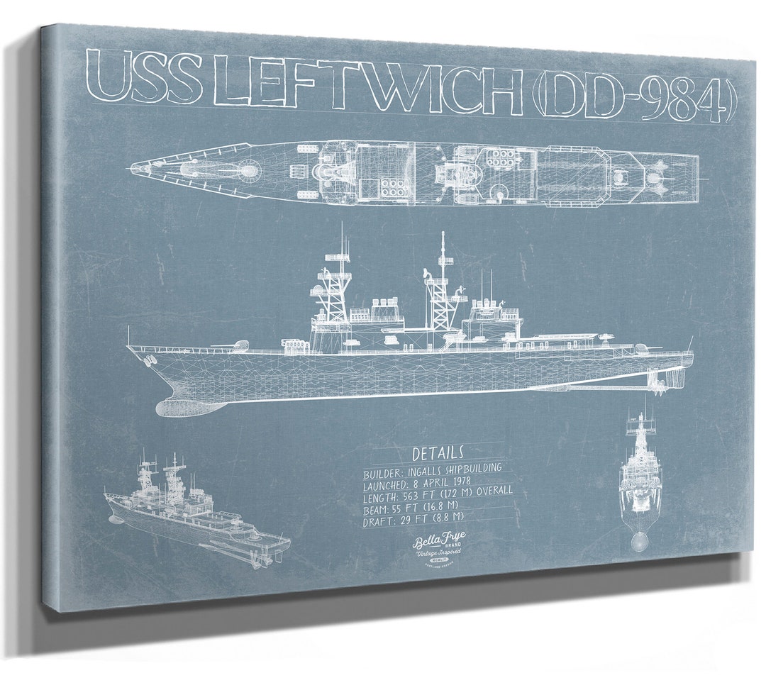 USS Leftwich (DD-984) Blueprint Wall Art - Original Destroyer Print - Etsy