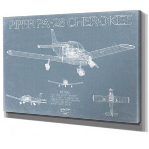 Piper PA-28 Cherokee Aircraft Blueprint Wall Art - Original Airplane ...