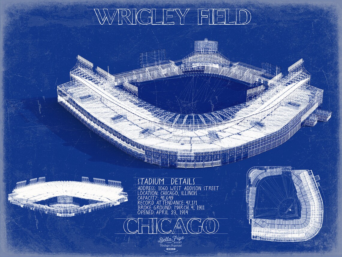 Wrigley Field Wall Art Original Chicago Cubs Baseball Print - Etsy