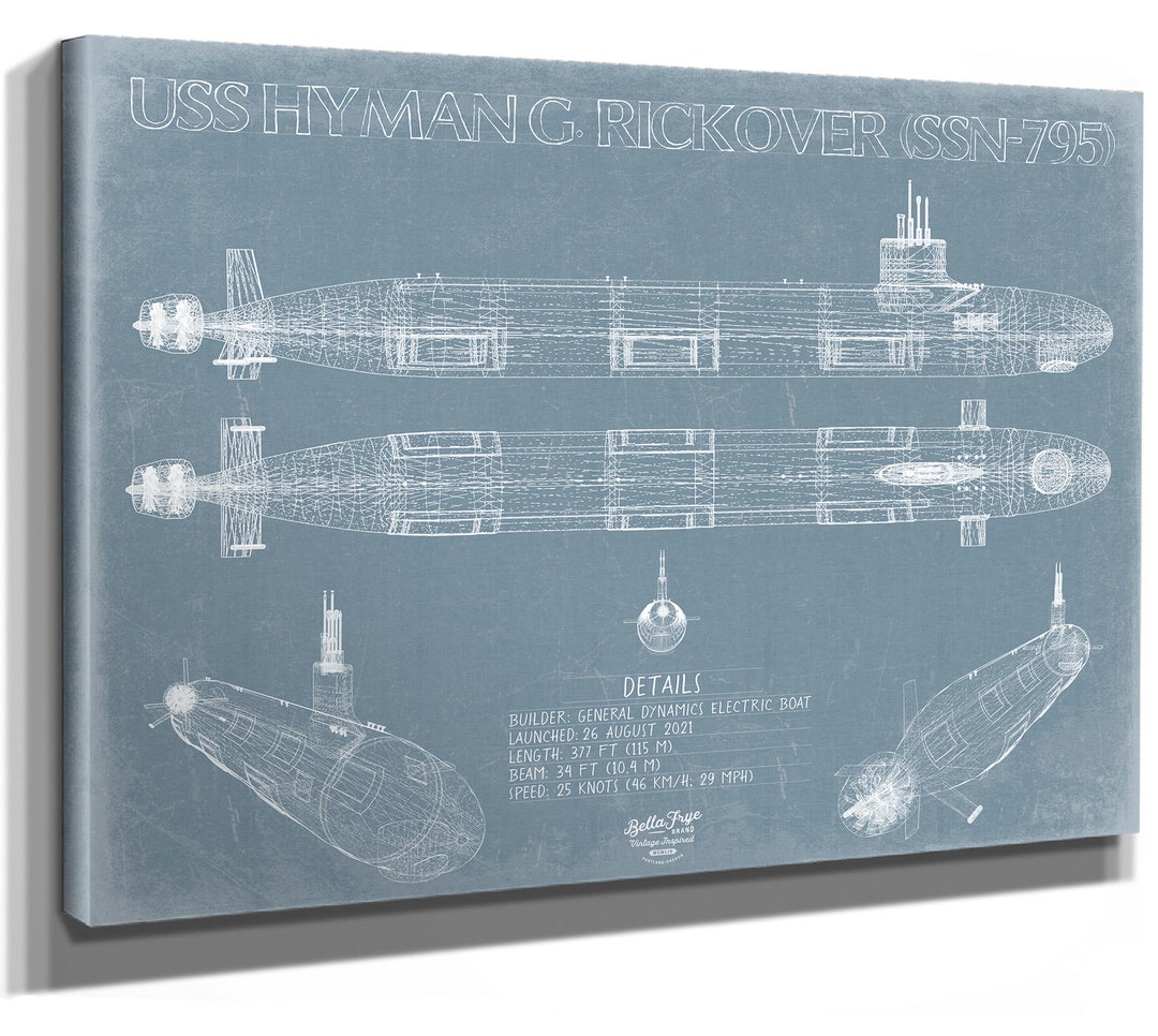 USS Hyman G. Rickover (SSN-795) Blueprint Wall Art - Original Submarine ...