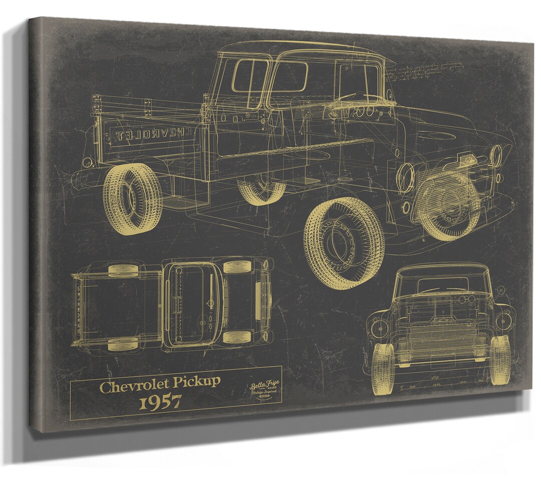 Vintage 1957 Chevrolet Pickup Truck Model Mancave Blueprint Art - Etsy