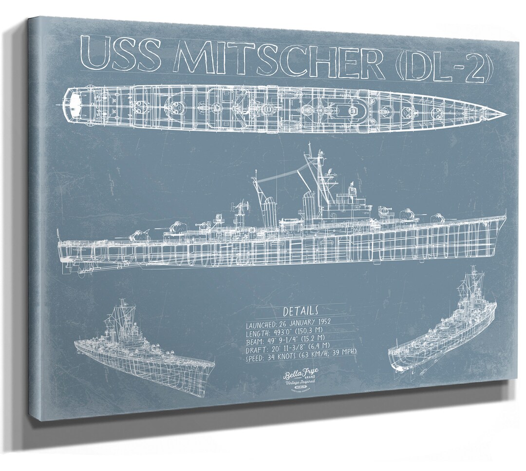 USS Mitscher (DL-2/DDG-35) Blueprint Wall Art - Original Destroyer ...