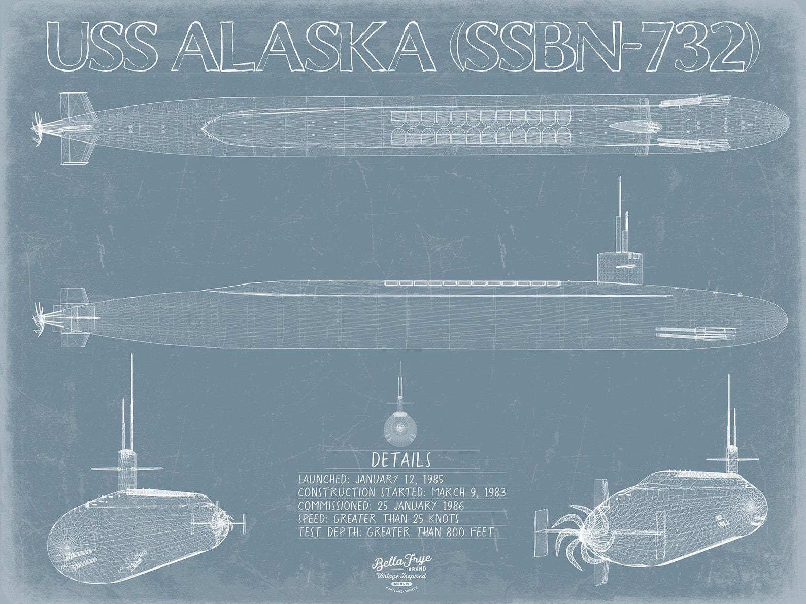 USS Alaska (SSBN-732) Blueprint Wall Art - Original Submarine Print - Etsy