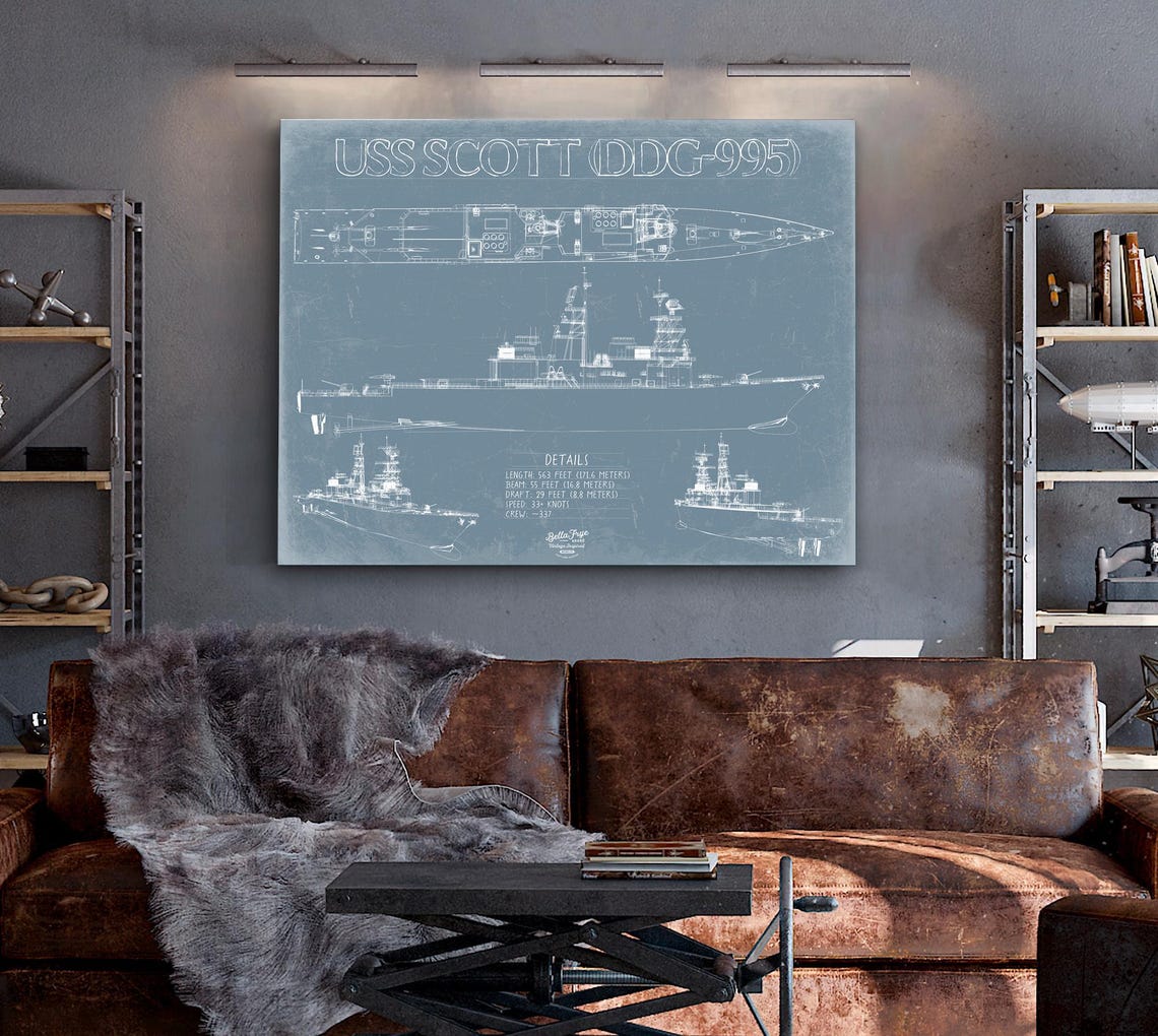USS Scott (DDG-995) Blueprint Wall Art - Original Destroyer Print - Etsy