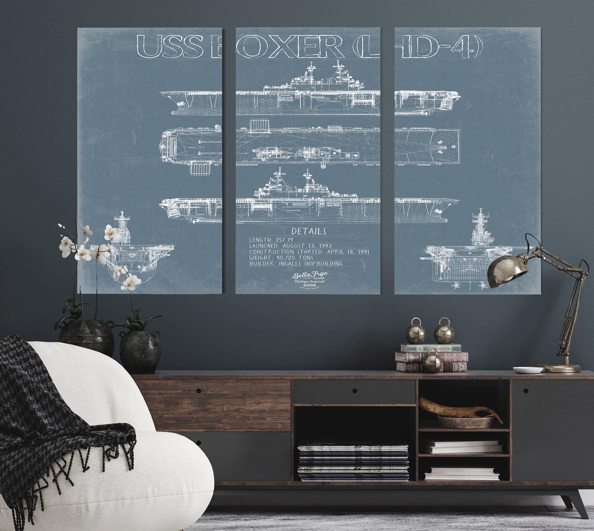 USS Boxer LHD-4 Blueprint Wall Art Original Amphibious - Etsy