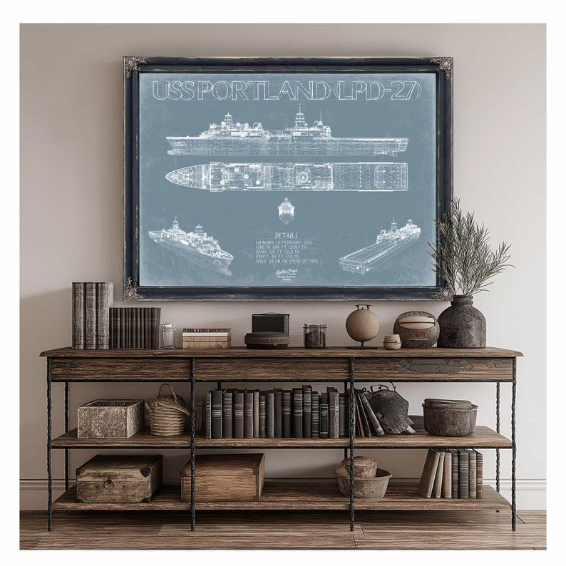 USS Portland (LPD-27) Blueprint Wall Art - Original Amphibious ...