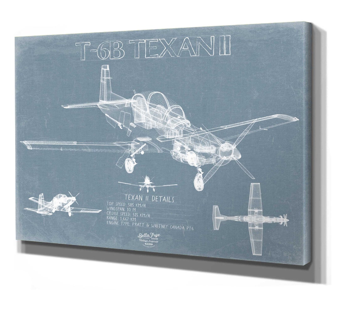 T-6B Texan II Blueprint Wall Art - Original Airplane Print - Etsy