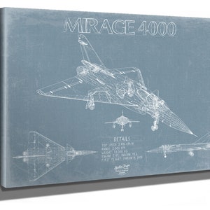 Dassault Mirage 4000 Aircraft Blueprint Wall Art - Original Fighter ...