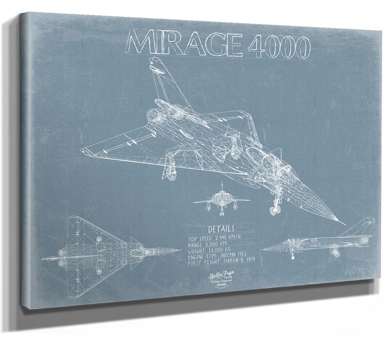 Dassault Mirage 4000 Aircraft Blueprint Wall Art Original - Etsy