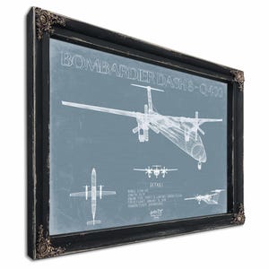 Bombardier Dash 8 Q400 Aircraft Blueprint Wall Art - Original Aviation ...