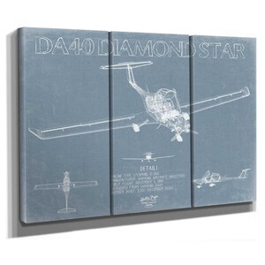 Diamond DA40 Diamond Star Aircraft Blueprint Wall Art Original Airplane ...