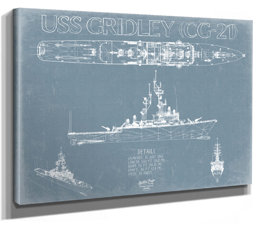 USS Gridley (CG-21) Blueprint Wall Art - Original Cruiser Print - Etsy