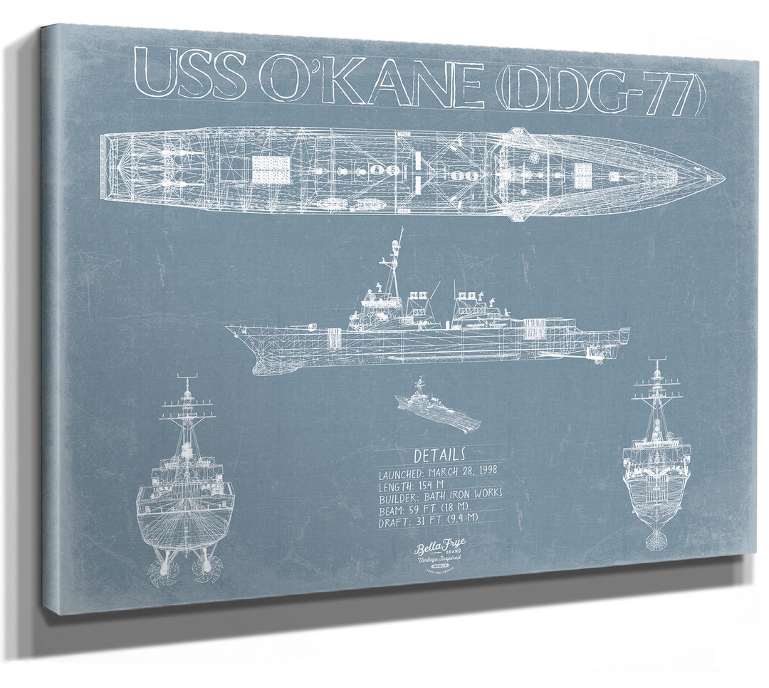 USS O’kane (DDG-77) Blueprint Wall Art - Original Destroyer Print - Etsy