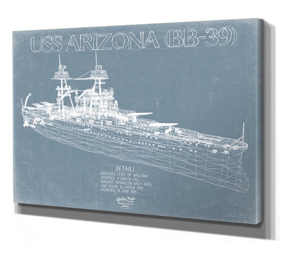 USS Arizona BB-39 Blueprint Wall Art Original Carrier Print - Etsy
