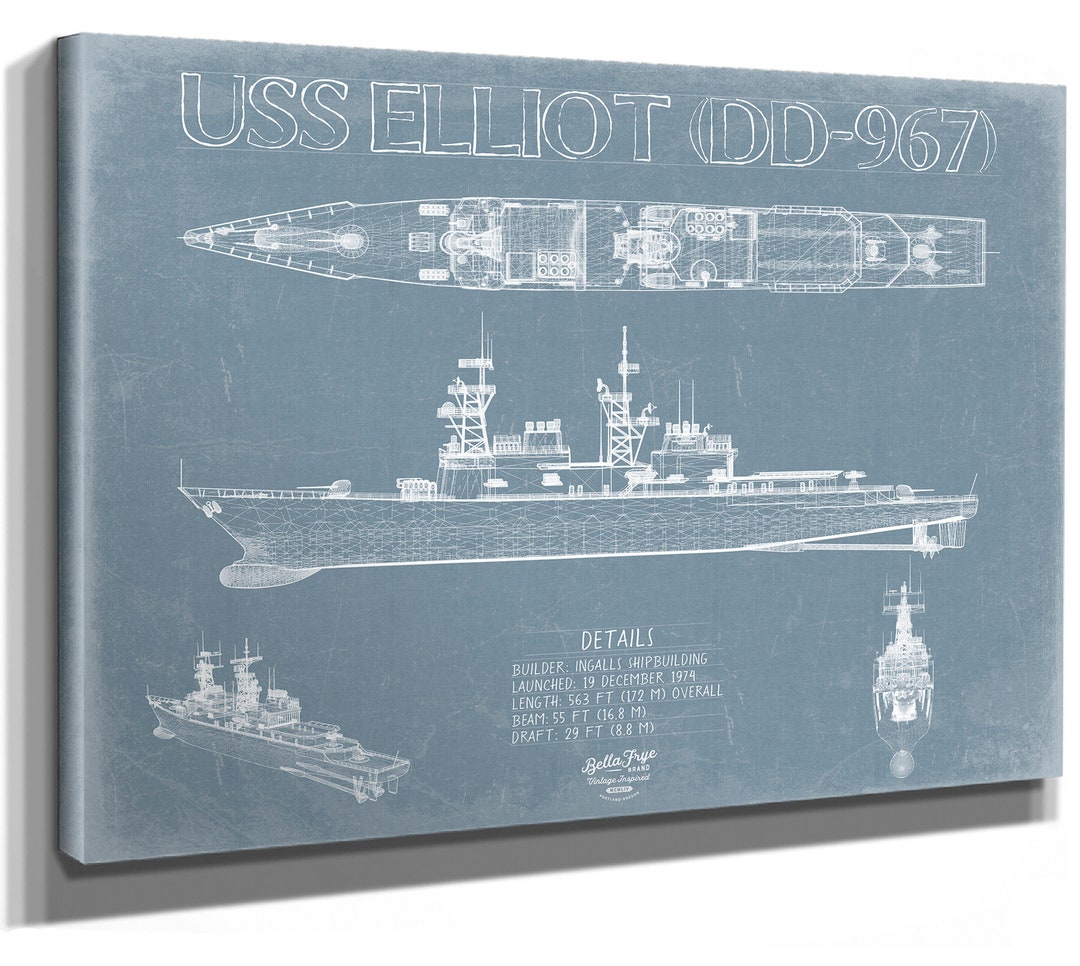 USS Elliot (DD-967) Blueprint Wall Art - Original Destroyer Print - Etsy