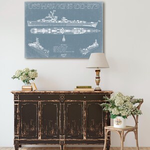 USS Hawkins (DD-873) Blueprint Wall Art - Original Destroyer Print - Etsy