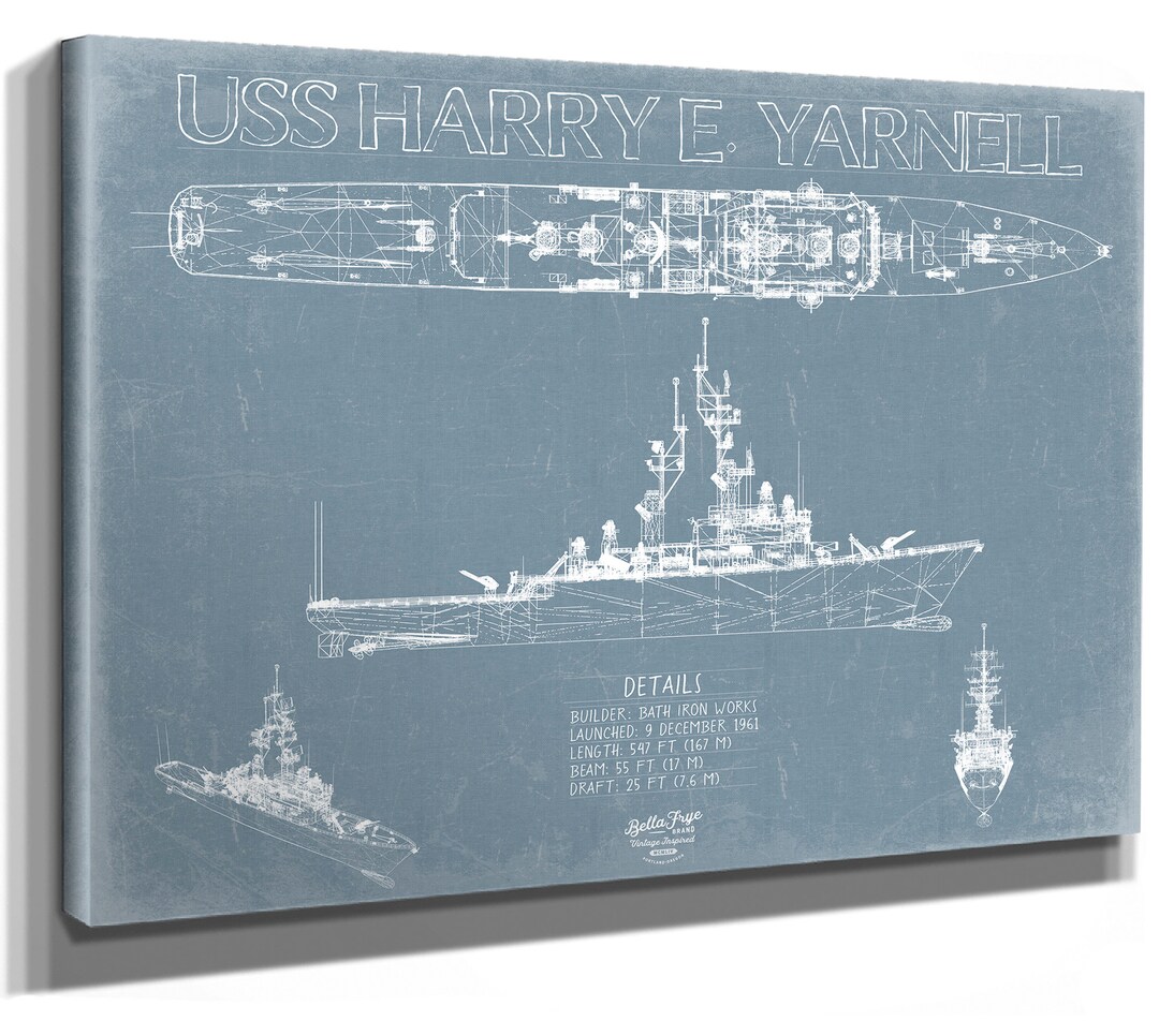 USS Harry E. Yarnell (CG-17) Blueprint Wall Art - Original Cruiser ...