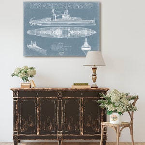 USS Arizona BB-39 Blueprint Wall Art Original Battleship Print - Etsy