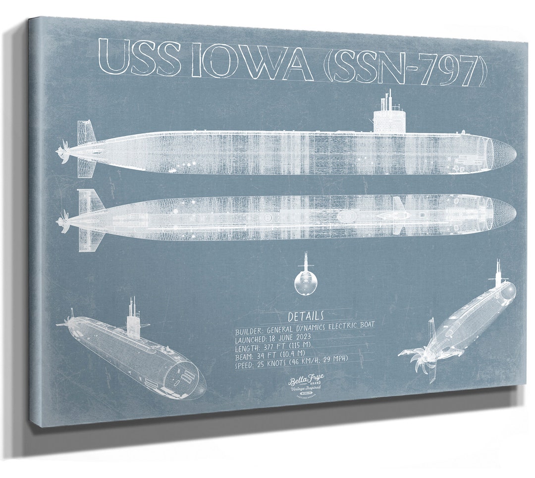 USS Iowa SSN-797 Blueprint Wall Art Original Submarine - Etsy