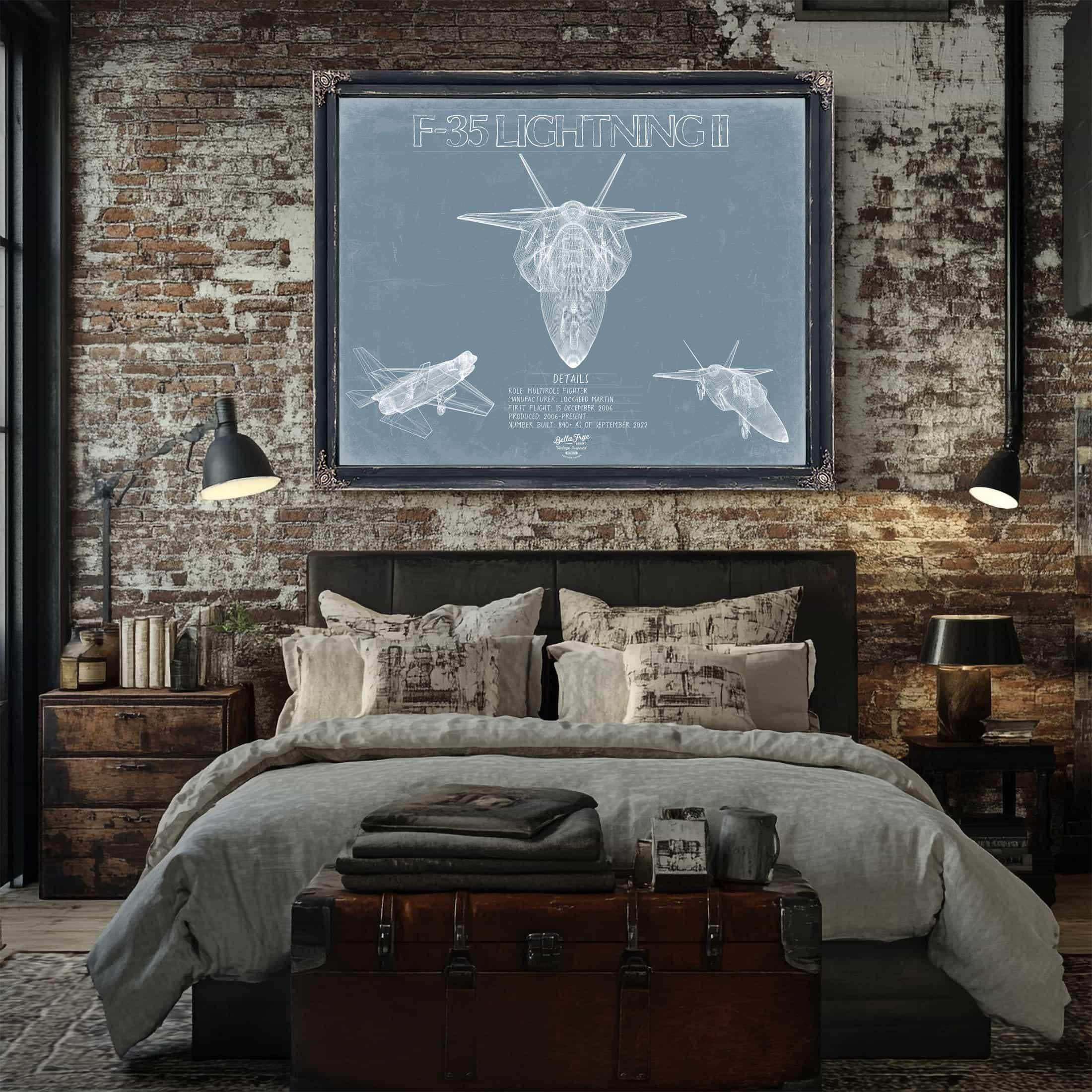 F-35 Lightning II Aircraft Blueprint Wall Art - Original Fighter Plane ...